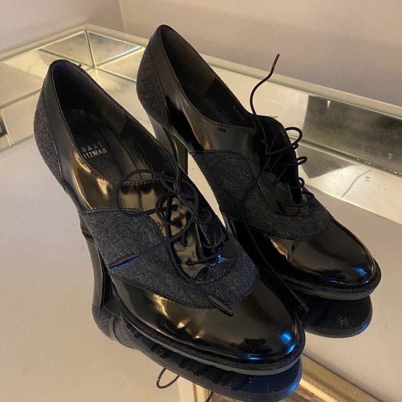 Stuart Weitzman | Shoes | Stuart Weitzman Lace Up Oxford Bootie Black ...